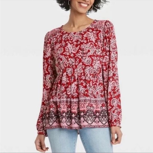 Knox Rose | Tops | Nwot Knox Rose Red Boho Top | Poshmark